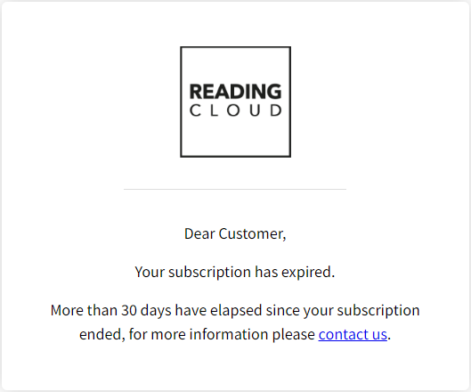 Expired Subscription Message